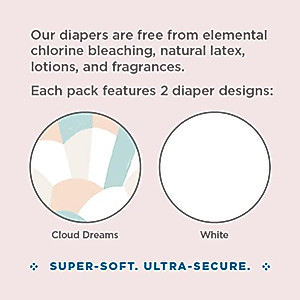 Amazon Brand - Mama Bear Plush Protection Diapers, Hypoallergenic, Size 1, 54 Count, White and Cloud Dreams