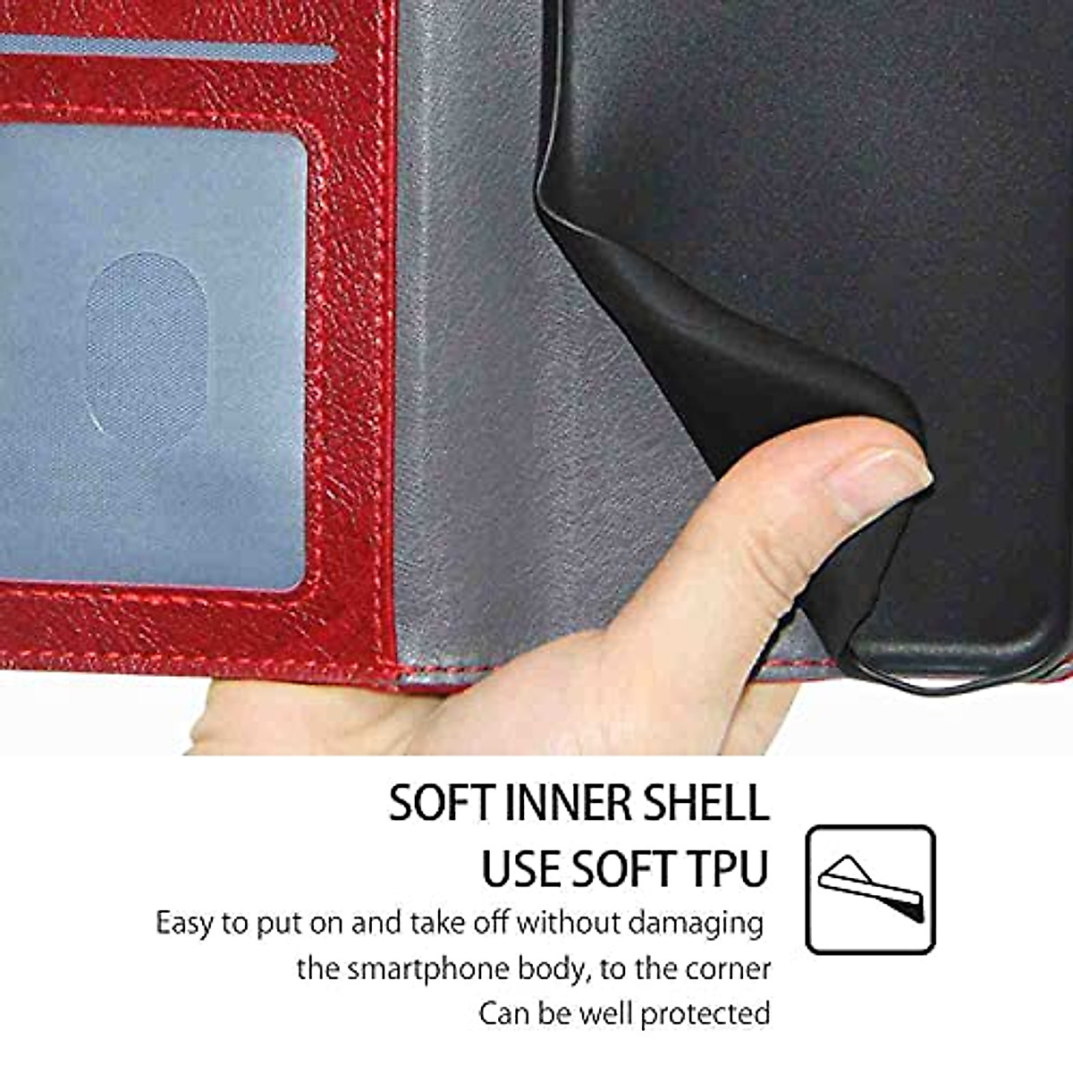 YOUKABEI MojieRy Phone Cover Zipper Wallet Folio Case for Oppo REALME 7 PRO, Premium PU Leather Slim Fit Cover for REALME 7 PRO, 1 Photo Frame Slot, 3 Card Slots, Dirt-Proof, Red