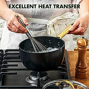 GreenPan Reserve Hard Anodized Healthy Ceramic Nonstick 5 Piece Cookware Pots and Pans Set, Gold Handle, PFAS-Free, Dishwasher Safe, Oven Safe, Black