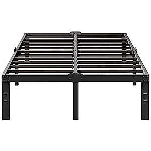 LIJQCI 14 Inch Queen Bed Frame, Metal Platform Bed Frames 3000 lbs Heavy Duty Steel Slat Support Easy Assembly Mattress Foundation Noise Free No Box Spring Needed, Black