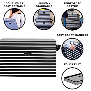 SCOUT Rump Roost LG - Large Lidded Storage Bin with Handles, Collapsible, Stackable, Doubles as Seat or Table, Holds 90 Lbs