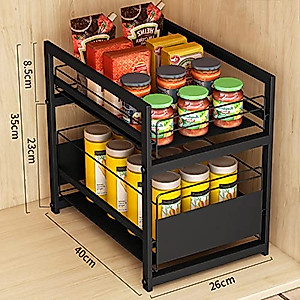 MADELL Sinks Under Sink Organizers,Kitchen Cabinet Organization,Under Cabinet Organizer Baskets Multi-Purpose Under Sink Shelf Organizer for Bathroom/Black