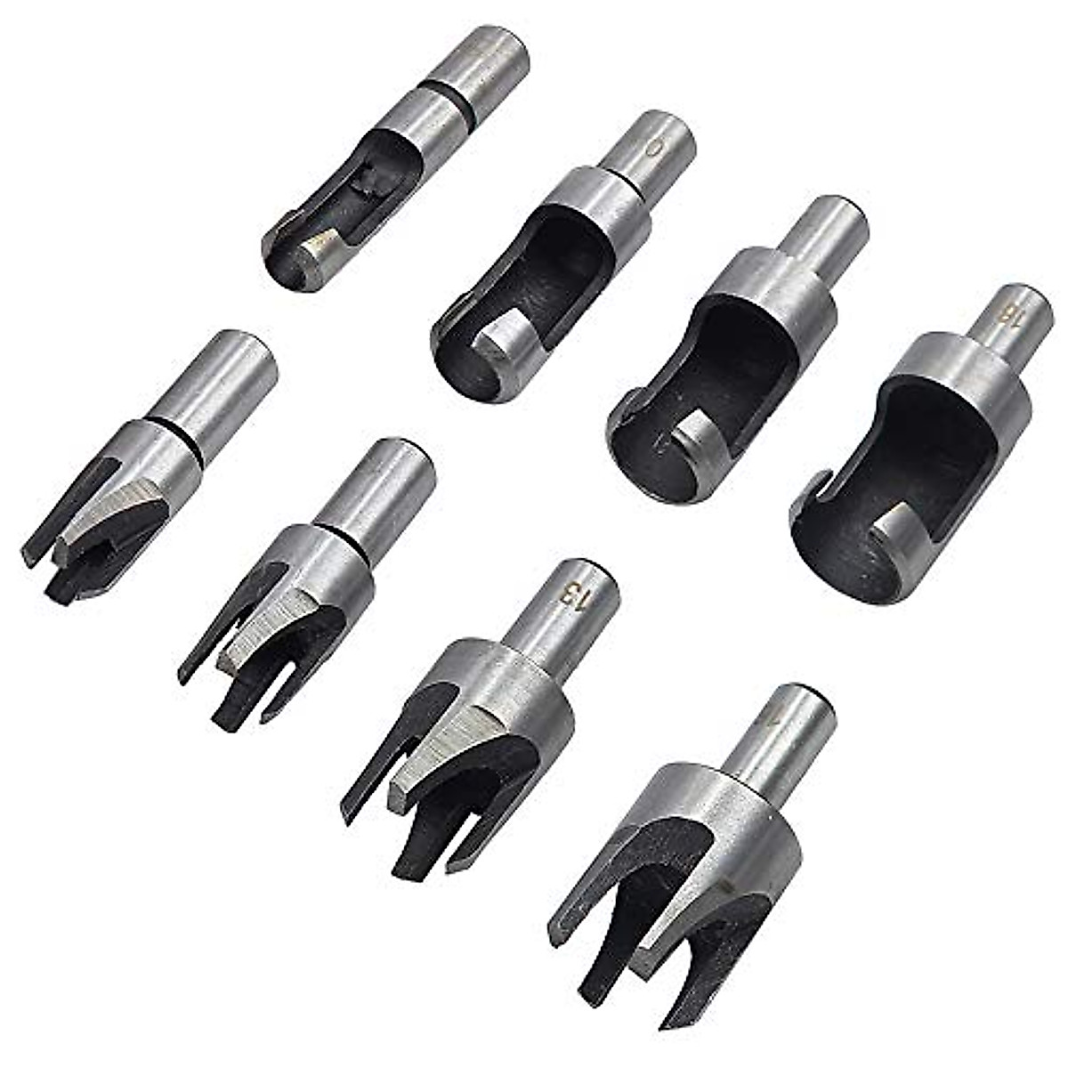 Bestgle 8Pcs Wood Plug Cutter Carbon Steel Straight and Taper Claw Drill Bit Set Woodworking Hole Saw Cutting Tool 5/8" 1/2" 3/8" 1/4"
