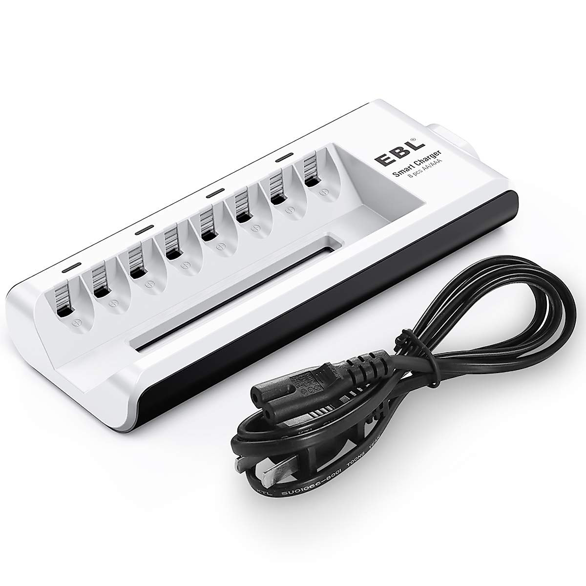 EBL 8-Bay Battery Charger with AA Rechargeable Batteries 2500mAh (10 Pack- 5 Color in One Box)