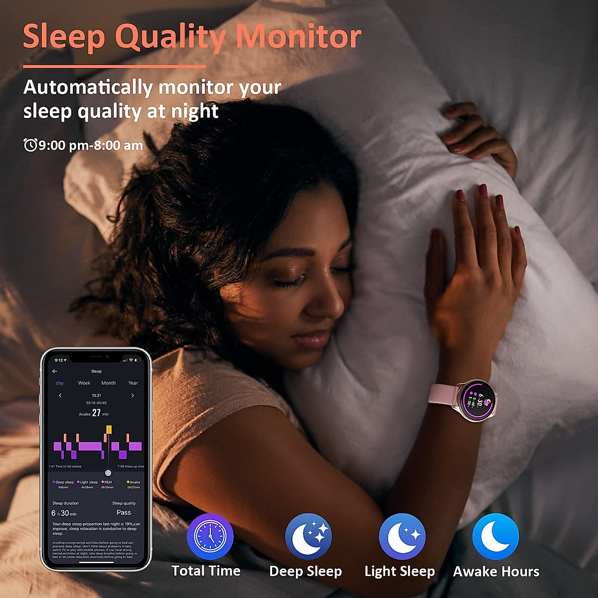 moreFit Smart Watch for Women Men, Smartwatch for Android Phones and iPhone Compatible, Waterproof Fitness Tracker Watch with Pedometer Heart Rate Monitor Sleep Tracker Call Reminder (Pink)