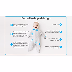 Transition Swaddle - Baby Wearable Blanket - Baby Sleep Sack - 2-Way Zipper - 95% Bamboo Viscose Fiber/5% Spandex - TOG 0.5 - Cozy Sleep Wrap designed by a pediatric (Cloud Gray, Medium 6-12 Month)