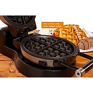 Secura Upgrade Automatic 360 Rotating Non-Stick Belgian Waffle Maker w/Removable Plates, 17”*10“*6.05”