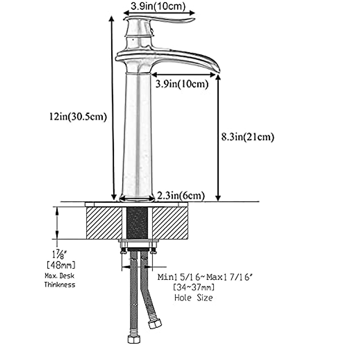 Waterfall Spout Commercial Bathroom Vessel Sink Faucet Single Handle One Hole Deck Mount Oil Rubbed Bronze Lavatory Mixer Tap