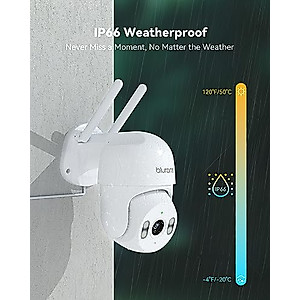 blurams 2K Security Camera Outdoor, 360° PTZ Cameras for Home Security Outside with Motion Detection Tracking, Color Night Vision, Two-Way Audio, IP66 Weatherproof, 2.4GHz Wi-Fi, Works with Alexa