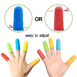 Qulable 10 Pieces Silicone Finger,Finger Protector, Finger Sleeves Great for Glue/Craft/Sewist/Wax/Rosin/Resin/Honey/Adhesives/Finger Cracking/Sport Games (Colors)