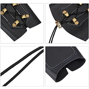 Tbest Leather Arm Guards Armguard for Archery Brown/Black Adult Youth Leather Protective Arm Guards Protector Wristband Costume for Recurve Bow Shooting Hunting, Adjustable