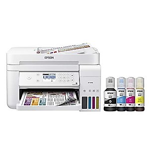 Epson EcoTank ET-3760 Wireless Color All-in-One Cartridge-Free Supertank Printer with Scanner, Copier, ADF and Ethernet. Full 1-Year Limited Warranty (Renewed Premium),White