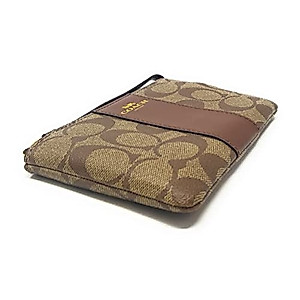 COACH Women's Corner Zip Wristlet In Signature Canvas (Khaki Saddle2)