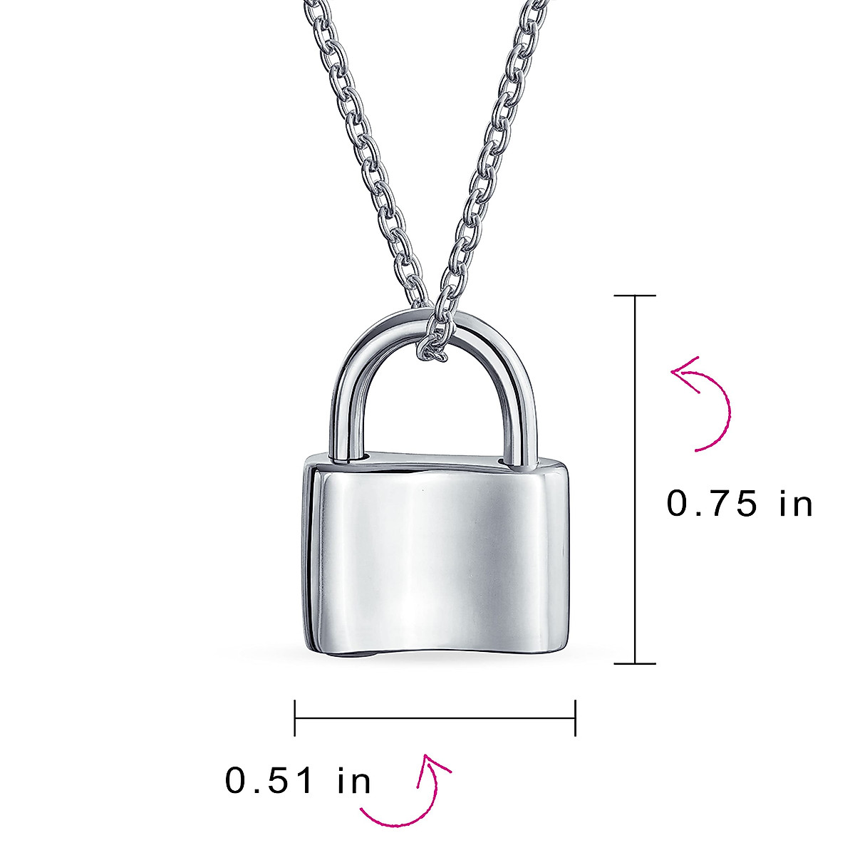 Personalized Initial Alphabet A-Z Monogram Plain Simple Couples Sentimental Functional Lock Pendant Charm Lovers Padlock Necklace For Women Teens .925 Sterling Silver Chain 16 Inch Custom Engraved