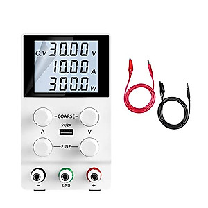 Lab Programmable DC Power Supply Laboratory Adjustable 30V 10A 5A 60V 120V 3A 300V 1A Voltage Current Regulator Source USB(SPS3010D White)