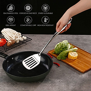 304 Stainless Steel Kitchen Utensil Set - 9 PCS Serving Utensils, Cooking Utensil, Solid Spoon, Slotted Spoon, Fork, Spatula, Ladle, Skimmer Spoon, Slotted Spatula Tunner, Spaghetti Spoon, Large Spoon