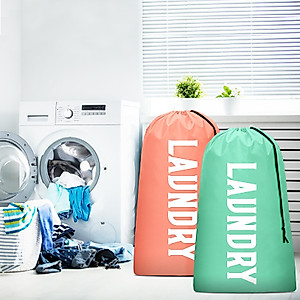 2 Pack XL Travel Laundry Bag, Machine Washable Dirty Clothes Organizer, Large Enough to Hold 4 Loads of Laundry, Easy Fit a Laundry Hamper or Basket (Light Pink + Light Blue)