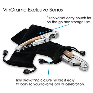 VinOrama Waiters Corkscrew Wine Opener Rosewood Handle 3-in-1 Beer Bottle Opener and Foil Cutter, The Best Choice of Professional Waiters and Bartenders Around the Globe
