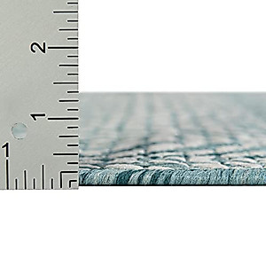 Unique Loom Trellis Collection Area Rug-Modern Geometric Flatweave Design, Moroccan Inspired for Indoor/Outdoor Décor, 5 ft x 8 ft, Aqua/Ivory