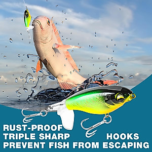 GOANDO Top Water Fishing Lures 5PCS Bass Lures with Propeller Tail Fishing Gear and Equipment for Bass Trout Catfish Pike Perch Bass Fishing Lure Kit for Freshwater or Saltwater