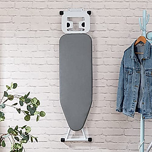 ALIMORDEN Space Saver Ironing Board 36" X 12" with Smart Hanger Adjustable Height 23.8"-30.7" Easy Storage, Padded Top Lightweight for Home Laundry Room Use Grey