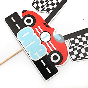 Fast One Cake Topper - Race Car One Birthday Party Decorations,Racing Car Themed Baby Shower Decor,Little Racer 1st Birthday Cake Topper,Fast One Photo Prop Cake Smash