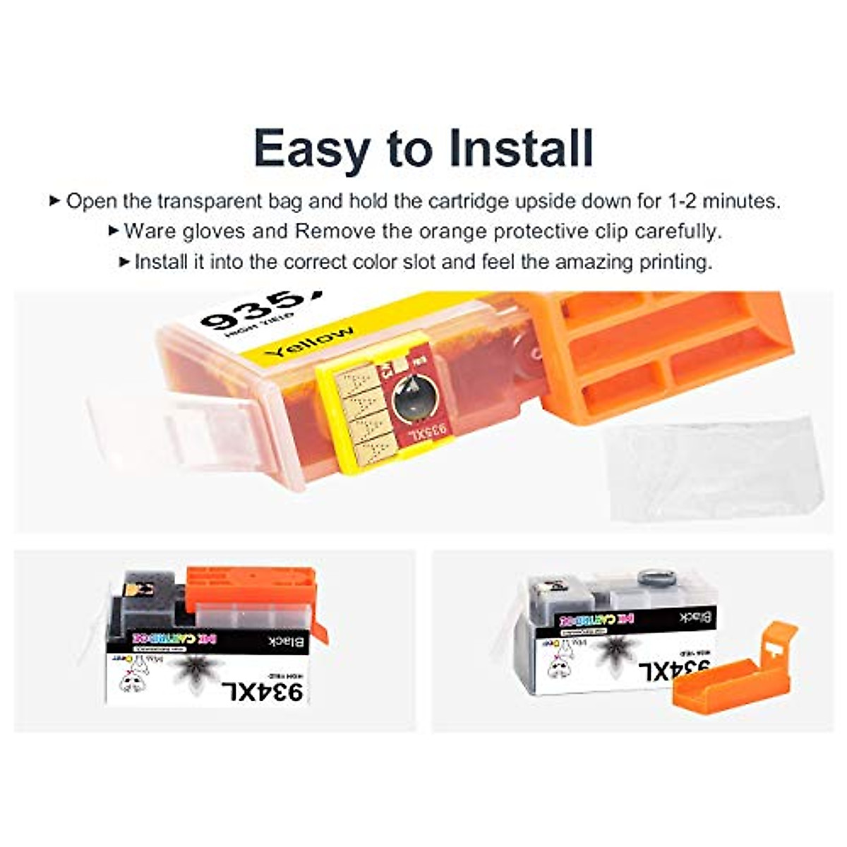 Miss Deer Compatible 934 935 Ink Cartridge Replacement for HP 934XL 935XL Work with Officejet 6812 6815 6820 6825 Officejet Pro 6230 6830 6835 Printer (1 Black, 1 Cyan, 1 Magenta, 1 Yellow) 4 Pack