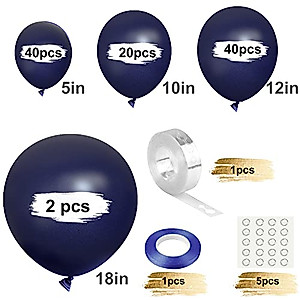 TUPARKA 102 Pcs Navy Blue Balloons Garland Arch Kit Matte Navy Blue Balloon Different Sizes 5 10 12 18 Inch Dark Blue Party Balloons for Birthday Bride Baby Shower Wedding Party Decorations