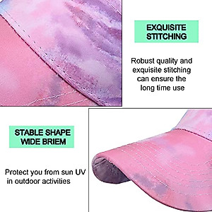 2PCS Sun Visors Hats for Women & Men Adjustable Sports Caps for Golf Running Summer Beach (Tiedye Green+Pink)