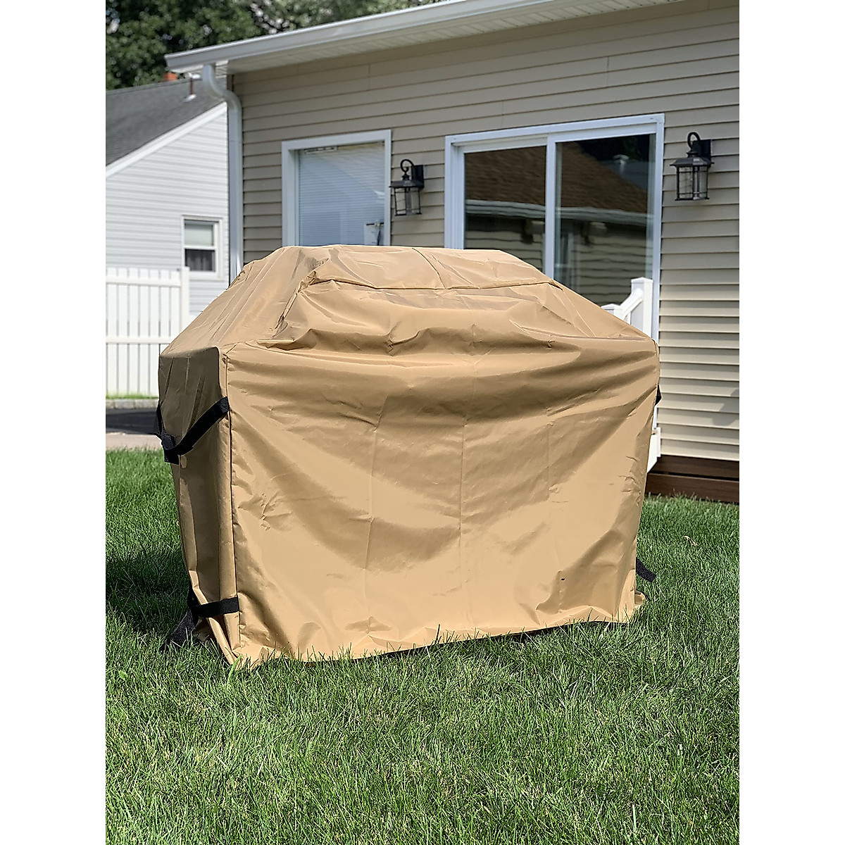 Comp Bind Technology Grill Cover, Compatible with Dyna-Glo 5 Burner Gas Grill Model DGH474CRP, Tan Padded Outdoor and Waterproof Cover Dimensions 55.2''W x 23.9''D x 47''H by Comp Bind