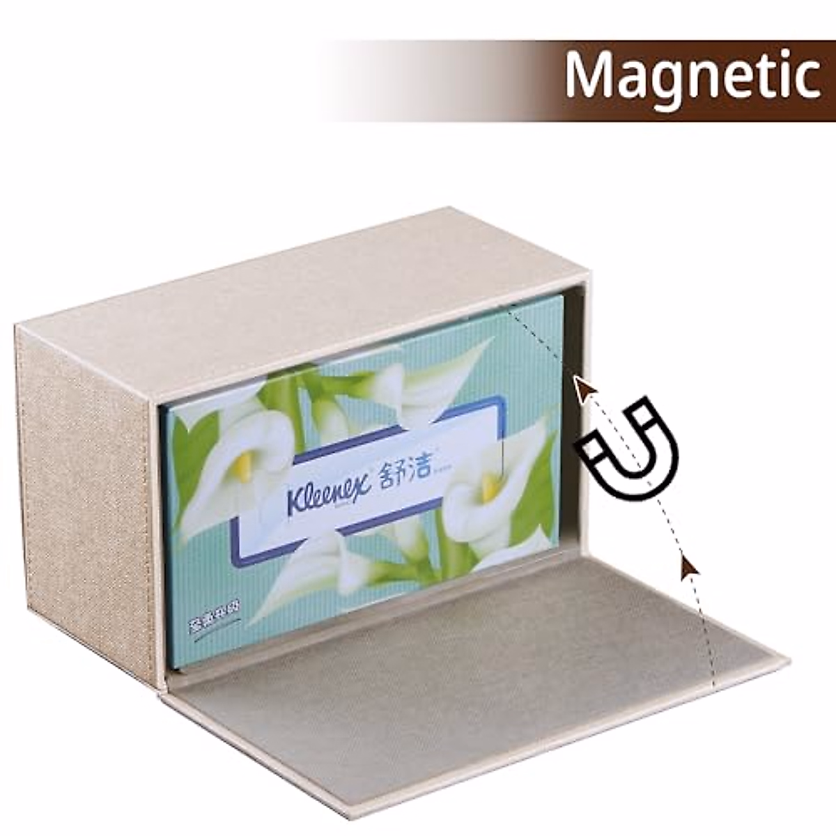 BLIENCE Tissue Box Cover Rectangular, PU Leather Tissue Box Holder, Elegant Napkin Holder Pumping Paper Tissue Dispenser for Home Office Car Desk Bathroom Vanity Countertop, Night Stand Decoration