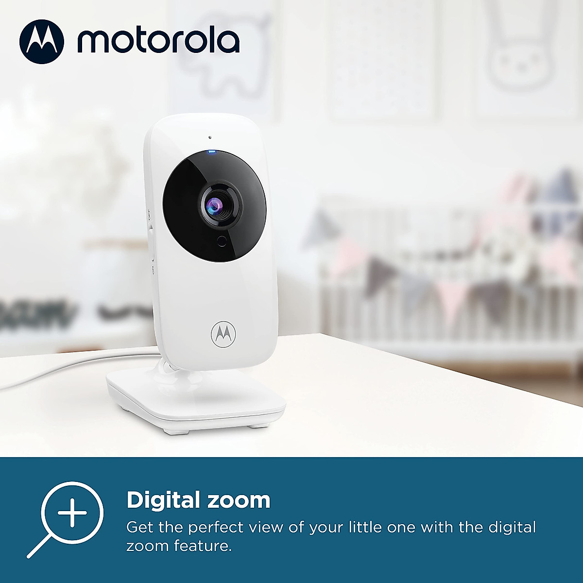 Motorola VM482 Indoor Video Baby Monitor W/Camera, 1000ft Range 2.4 GHz Wireless 2.4" Color Screen, 1-Way Audio, Manual Pan/Tilt, Digital Zoom, Sound Level Indication, Night Vision