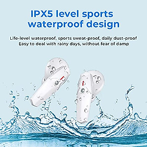 Bluetooth Headphone Deep Bass Earphone Handsfree Headset with HD Mic 60 Hrs Playtime 3 Sound Effects IPX5 Waterproof USB-C Quick Charge True Wireless Earbud for Android iOS Phones TV Car (white)
