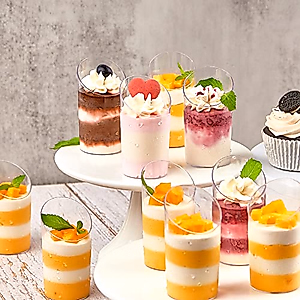 50 Pack Mini Dessert Cups with Spoons - 2.2 oz Clear Plastic Parfait Cups Reusable Shooter Glasses Small Serving Cups for Tasting Party Desserts Appetizer