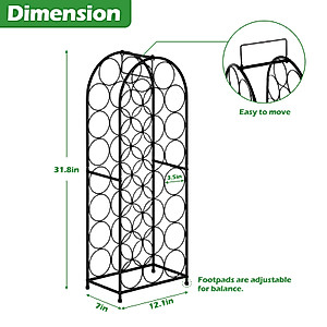 ETELI 23 Bottles Freestanding Floor Metal Wine Rack with Iron Handle Stylish and Functional Wine Rack Cabinet Keep Your Wine Bordeaux Style Wine Cellar Stand