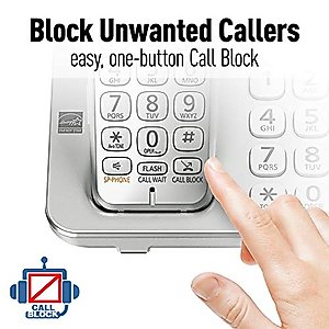 Panasonic Link2Cell Bluetooth Cordless DECT 6.0 Expandable Phone System with Answering Machine and Enhanced Noise Reduction - 5 Handsets - KX-TGE475S (Silver)