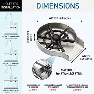 POKIM Glass Rinser for Kitchen Sink Stainless Steel Bottle Washer for Bar Sink Brushed Nickel High Pressure Rinse Cup Cleaner Accessories Solid 304 SUS Mode Replacement