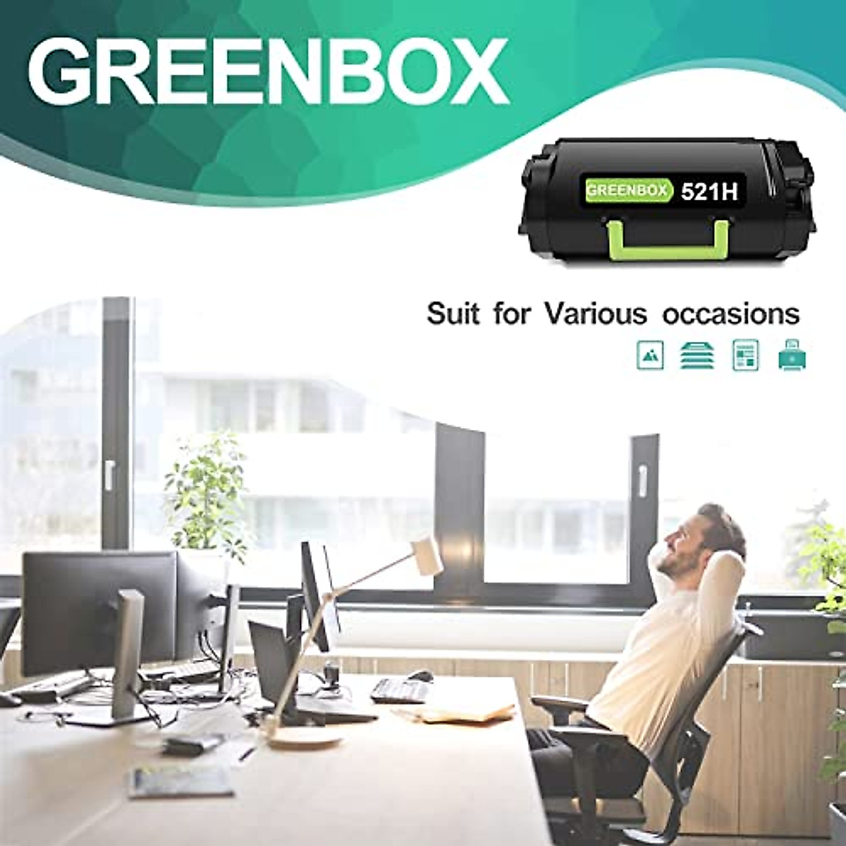 GREENBOX Remanufactured 521H 2D1H00 High Yield Black Toner Cartridge Replacement for Lexmark 52D1H00 521H for MS810n MS710 MS711 MS810 MS810n MS810dn MS811 MS811dn Printer (25,000 Pages, 1-Pack )