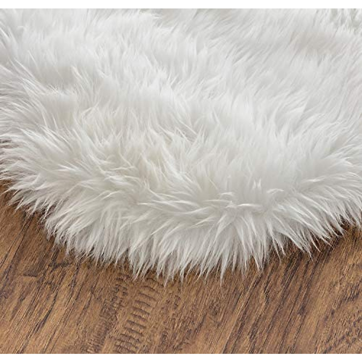 Chanasya Super Soft Faux Fur Fake Sheepskin White Sofa Couch Stool Casper Vanity Chair Cover Rug/Solid Shaggy Area Rugs for Living Bedroom Floor - Off White 2ft x 6ft