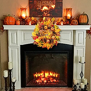 Rocinha Fall Wreath, 20inch Autumn Wreath for Front Door Outside Ideal for Autumn & Halloween & Thanksgiving Day