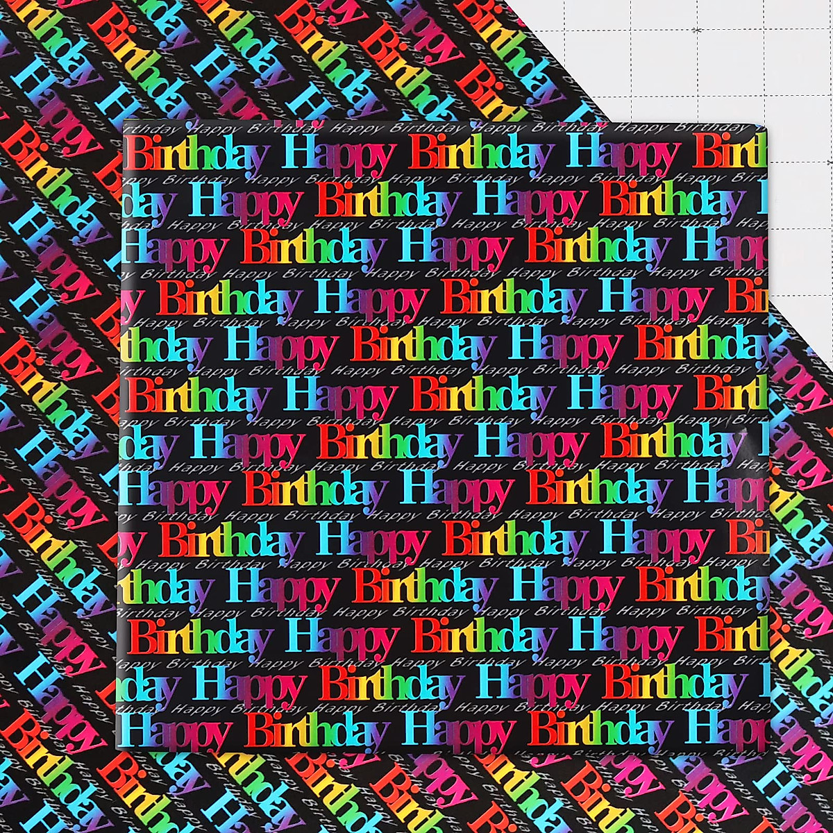 NEPOG Birthday Wrapping Paper for Girls Boys Kids Women Men, Gradient Color Happy Birthday Wrapping Paper with Cut Lines on Reverse, 6 Sheets Folded Flat 20x28 inches for Birthday Occasion