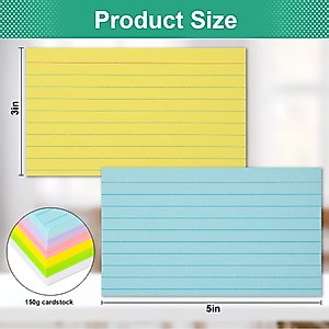 Index Cards 3x5, Ruled Index Cards, Flash Cards for Studying, Colored Index Cards, Note Cards, Study Cards, 210 pcs Lined Colored Index Flashcards for Office and School Suplplies