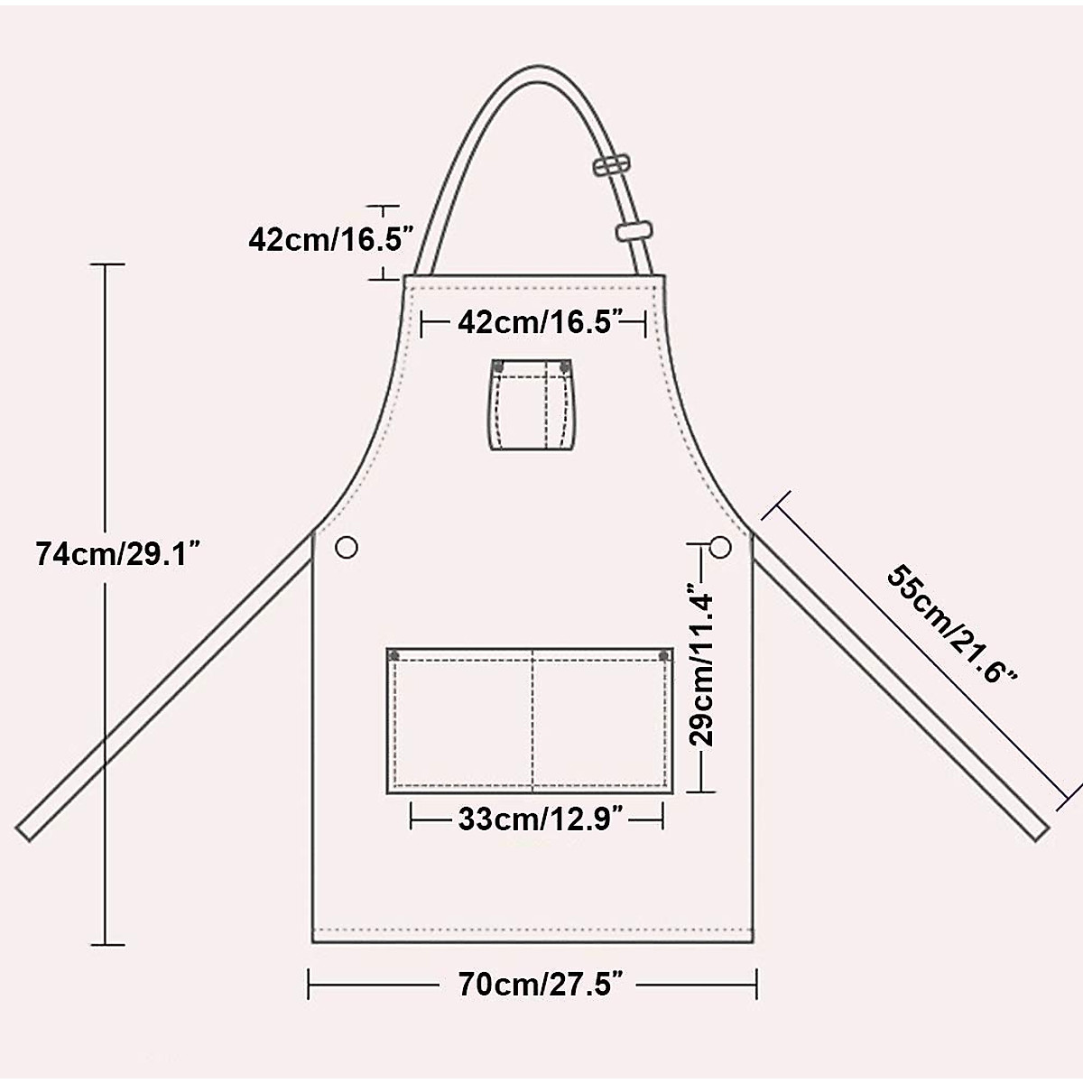 WOWSEA Denim Aprons - Lightweight, Ultra-thin portable Apron for Work, Play, Cooking Multifunctional Aprons, Adjustable Shoulder Strap Lengths for Petite Ladies or Teenagers (Blue)