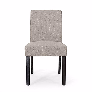 Christopher Knight Home Boling Contemporary Upholstered Dining Chair (Set of 2), Light Grey + Dark Brown