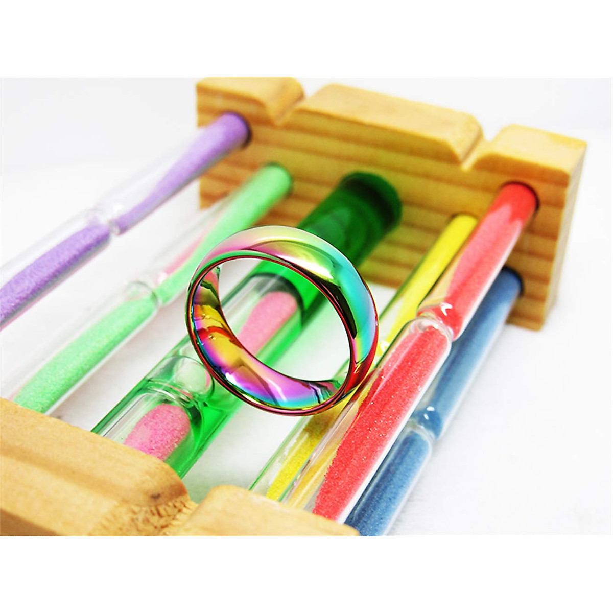 Fashion Month 5mm Tungsten Carbide Ring Rainbow Gay Lesbian Wedding Engagement Colorful LGBT Pride Band Size 7.5