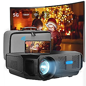 Native 1080p HD Projector, WiFi Bluetooth Projector, 5G WiFi Projector Portable Home Theater Video Projector Compatible w/ HDMI, VGA, USB, iOS&Android Smartphone