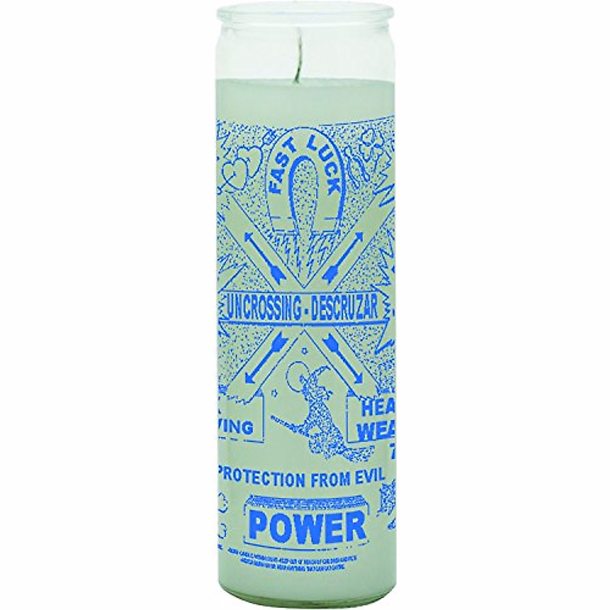 Indio 7 Day Glass Candle Uncrossing Protection from Evil - White
