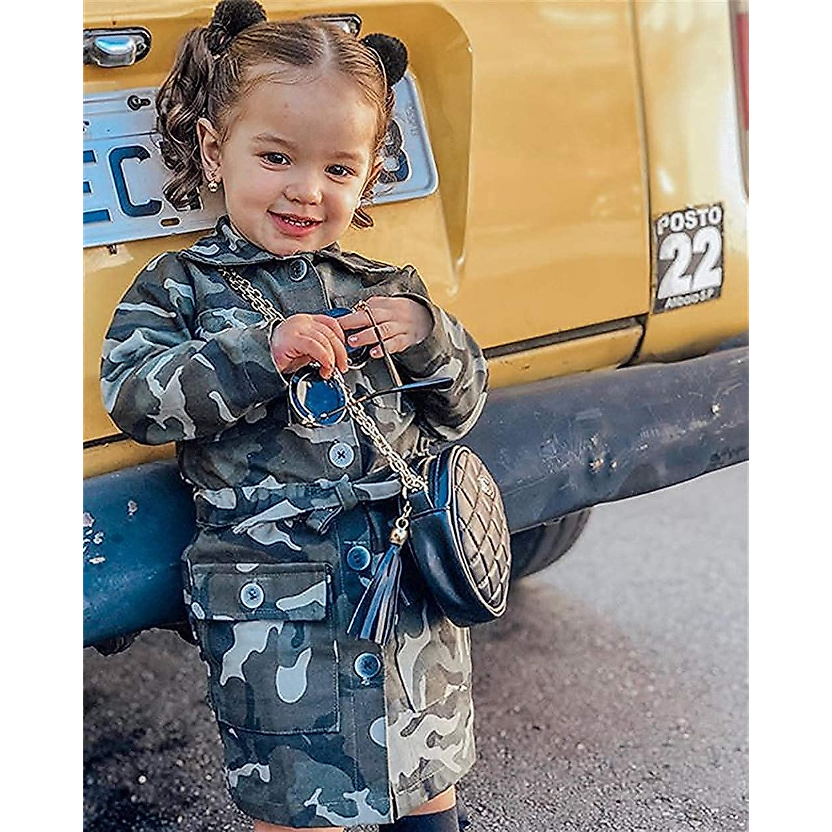 BOIZONTY Toddler Kids Baby Girl Camouflage Jacket Coat Casual Denim Windbreaker Button Down Outerwear Winter Fall Outfit Clothes (Camouflage,4-5 Years)
