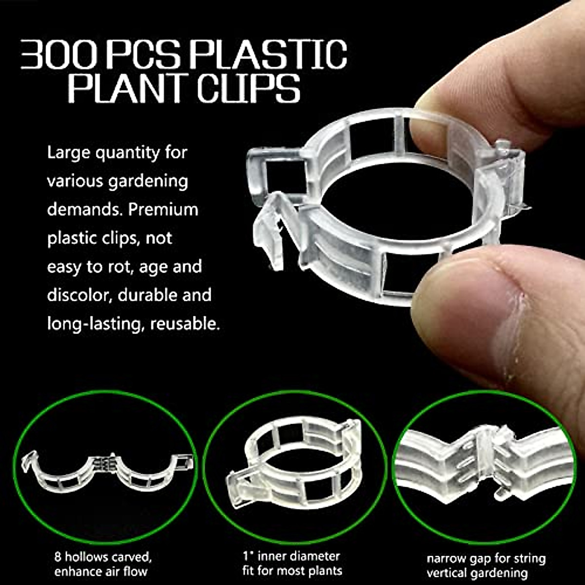 Dalzom® 300Pcs Tomato Clips, Plastic Trellis Clips Plant Support Clips, Plant Clips for Support, Grape Vine, Tomato Vine, Vegetables Plants, Garden Clips to Grow Upright Makes Plants Healthier