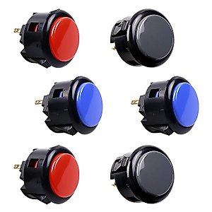 Sanwa 6 Pcs Original OBSF-30 Arcade Push Button 30mm snap in Buttons for Arcade Joystick Controller & Video Game Console (Each Color of 2 Pcs) S@NWA…
